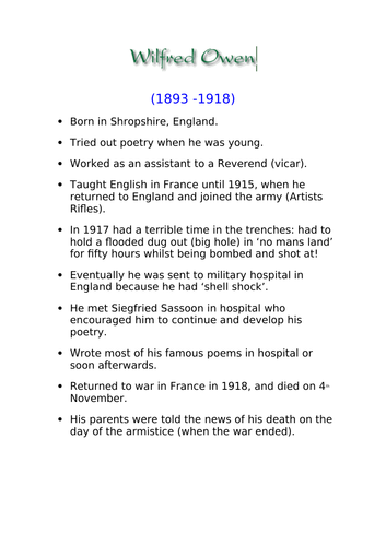World War 1 Poetry Unit of Work | Teaching Resources