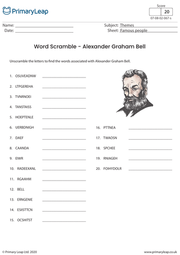 Word Scramble - Alexander Graham Bell | Teaching Resources