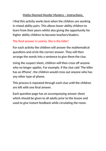 Maths Murder Mystery | Teaching Resources