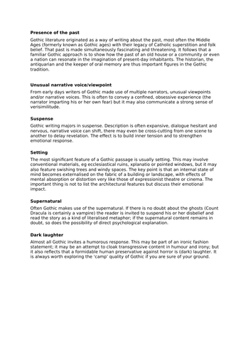 Introduction to Gothic Literature | Teaching Resources
