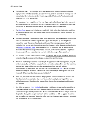 Family Law - Civil Partnerships - Unit 4 Applied Law | Teaching Resources