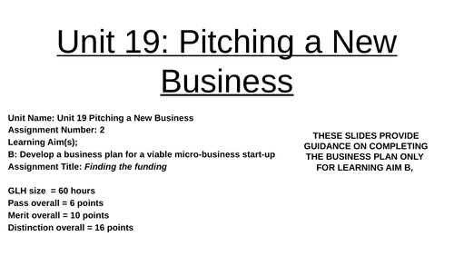 Unit 19: Pitching a New Business Student checklist, feedback and ...