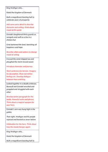 Year 5/6 Creative Writing Myths & Legends- Beowulf Whole unit of work ...