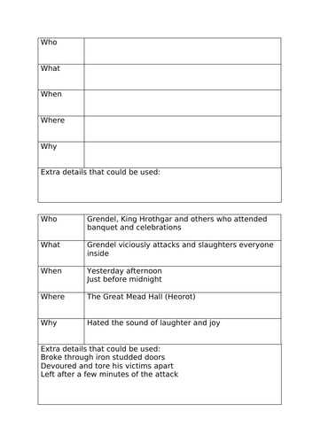 Year 5/6 Creative Writing Myths & Legends- Beowulf Whole unit of work ...