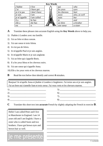 Je me présente | Teaching Resources