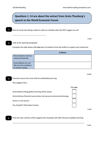 Climate-themed KS2 Whole-Class Reading Sequence - Greta Thunberg and ...
