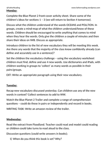 Ocean-themed KS2 Whole-Class Reading Sequence - Floodland and Blue ...