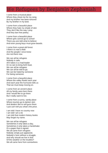 Refugee-themed KS2 Whole-Class Reading Sequence - Refugee Boy and My ...