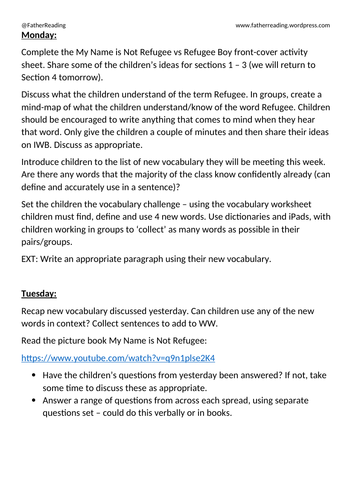 Refugee-themed KS2 Whole-Class Reading Sequence - Refugee Boy and My ...