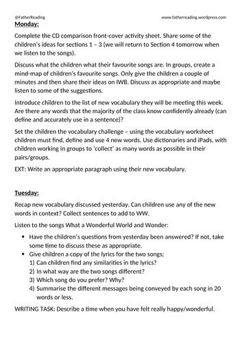 Wonder-themed KS2 Whole-Class Reading Sequence - Wonder and Song Lyrics ...