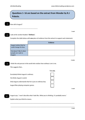Wonder-themed KS2 Whole-Class Reading Sequence - Wonder and Song Lyrics ...