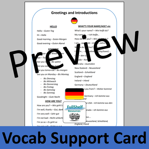 German Greetings and Introductions Game | Teaching Resources
