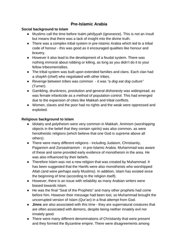 Historical background to Islam and pre-Islamic Arabia | Teaching Resources