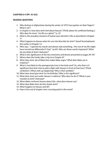 The Kite Runner Analytical Essay Unit of Work | Teaching Resources