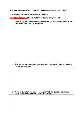 Social Reform in the 1960s - AQA A Level History Unit 2S | Teaching ...
