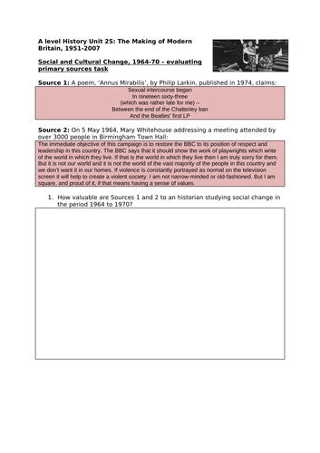 Social and Cultural Change in Britain in the 1960s - AQA A Level ...