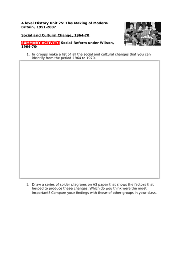 Social and Cultural Change in Britain in the 1960s - AQA A Level ...