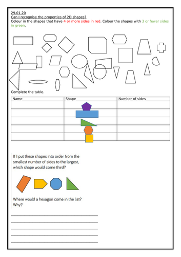 Shape planning Year 2 | Teaching Resources