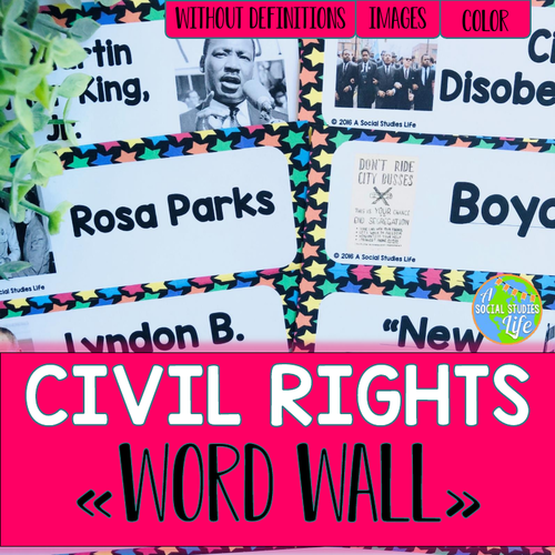 Civil Rights Movement Word Wall without definitions | Teaching Resources