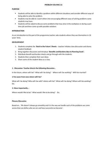 Problem Solving Module for Life Skills or PSHE | Teaching Resources