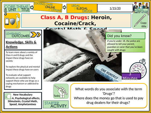 Legal + Illegal KS3 Drugs Unit PSHE | Teaching Resources