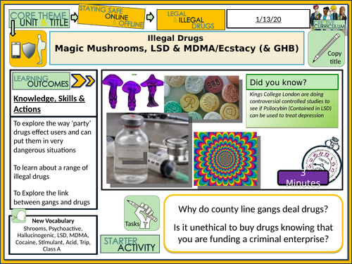 Legal + Illegal KS3 Drugs Unit PSHE | Teaching Resources