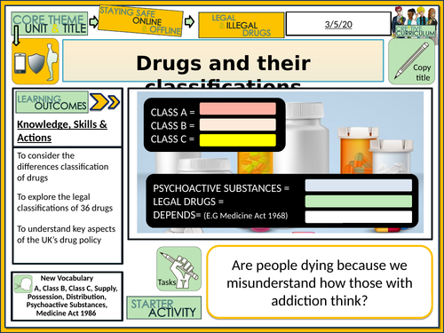 Legal + Illegal KS3 Drugs Unit PSHE | Teaching Resources