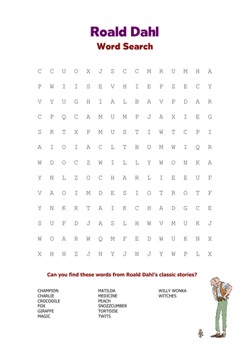 Roald Dahl: Word Search | Teaching Resources
