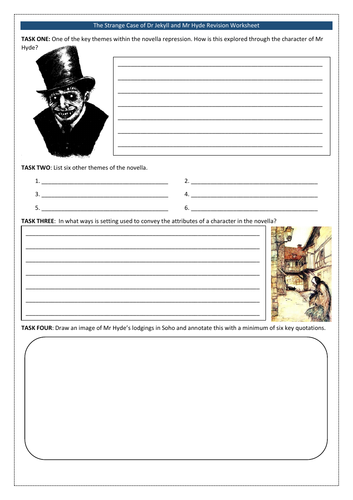 The Strange Case of Dr Jekyll and Mr Hyde Revision Worksheets ...