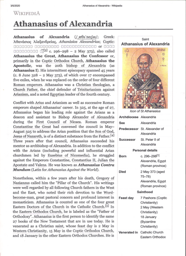 Saint Athanasius of Alexandria ( c296- 373) Feast Day 2nd May ...