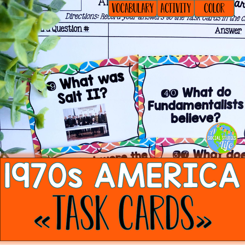America in the 1970s Task Cards and Recording Sheet | Teaching Resources