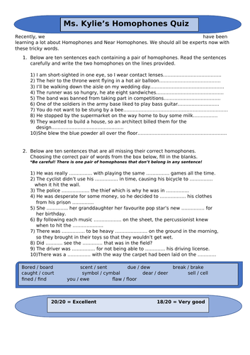 KS2 Homophones and Tricky words progress check | Teaching Resources