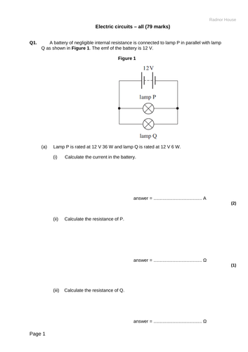 AQA Physics A level - C5 - Electricity workbooks with teacher written ...