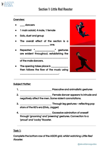 Rooster Sections 1-8. Bundle of 10+ Lesson PowerPoints (A-Level Dance ...