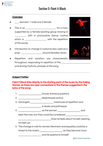 Rooster Sections 1-8. Bundle of 10+ Lesson PowerPoints (A-Level Dance ...