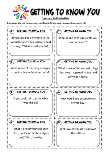 Kagan Structure #4 Fan-N-Pick Card Template & Calculating Area; Getting ...