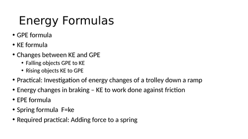 AQA GCSE (9-1) Physics Energy Formulas PowerPoint | Teaching Resources
