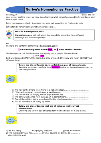 KS2 Homophones and tricky words practice | Teaching Resources