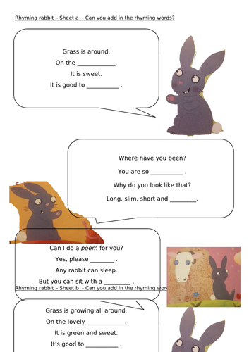 Rhyming Rabbit- Guided Reading or English Task - Year 1 - Finish the ...