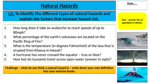 AQA - Overview of Natural Hazards and Hazard Risk Lesson | Teaching ...