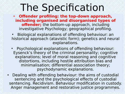 AQA Psychology- Forensic Psychology Top Down Approach | Teaching Resources