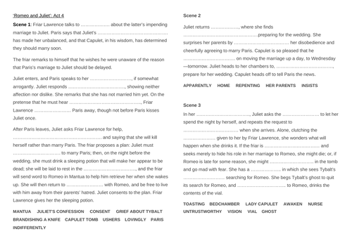 Romeo and Juliet: Act 4 Summary | Teaching Resources