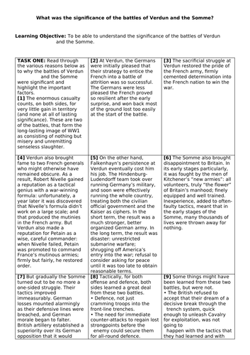 KS4 The significance of the battle of Verdun and the Somme | Teaching ...