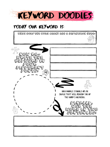 Keyword Doodles Vocabulary Worksheets | Teaching Resources