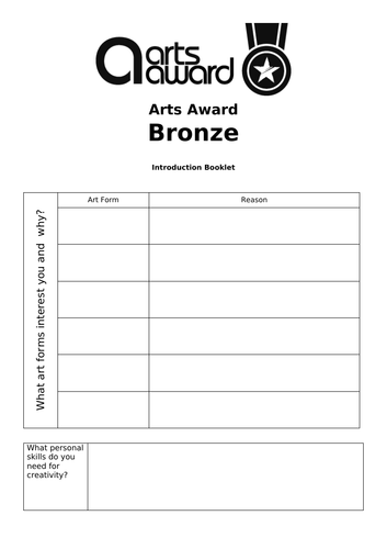 Bronze Arts Award Introduction Booklet for Candidates (Initial Ideas ...