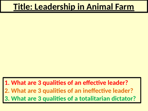 Leadership in Animal Farm Snowball versus Napoleon | Teaching Resources