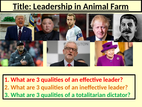 Leadership in Animal Farm Snowball versus Napoleon | Teaching Resources