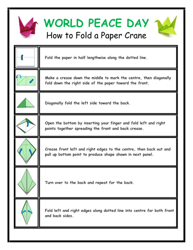 How to make a paper crane - World Peace Day | Teaching Resources
