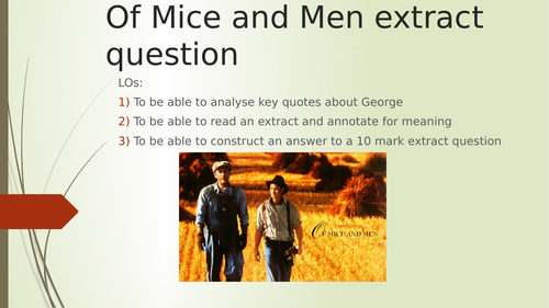 Of Mice and Men extract question | Teaching Resources