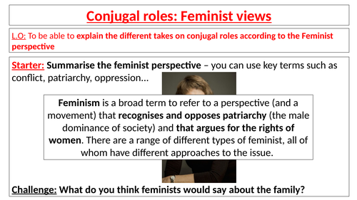 AQA Sociology GCSE - Families - Conjugal roles - Feminist views ...